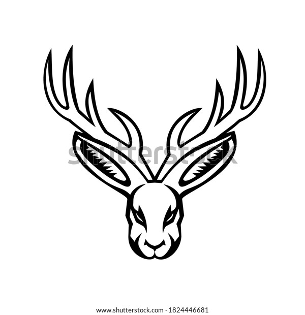 Head Jackalope Front View Mascot Black Stock Vector (Royalty Free ...