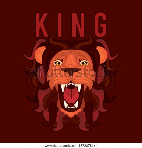 Head Lion King Red Background Colorful Stock Vector (Royalty Free ...