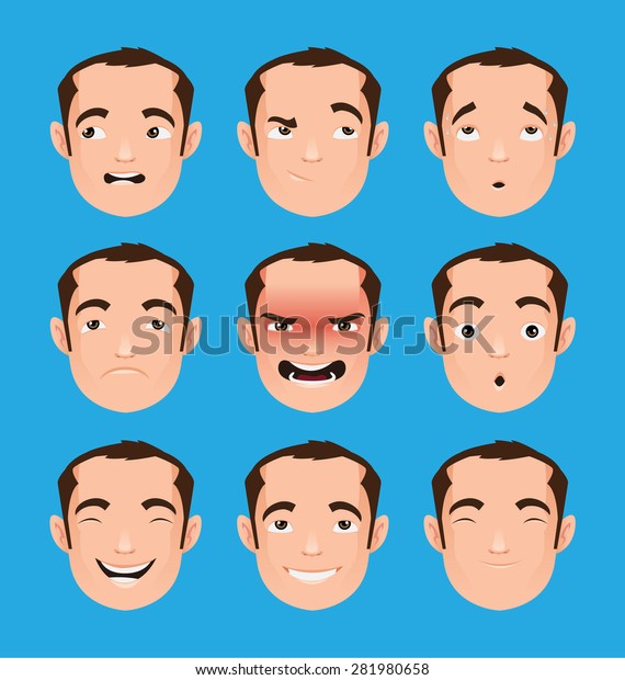 Head Man Character Emotions Stock Vector (Royalty Free) 281980658 ...