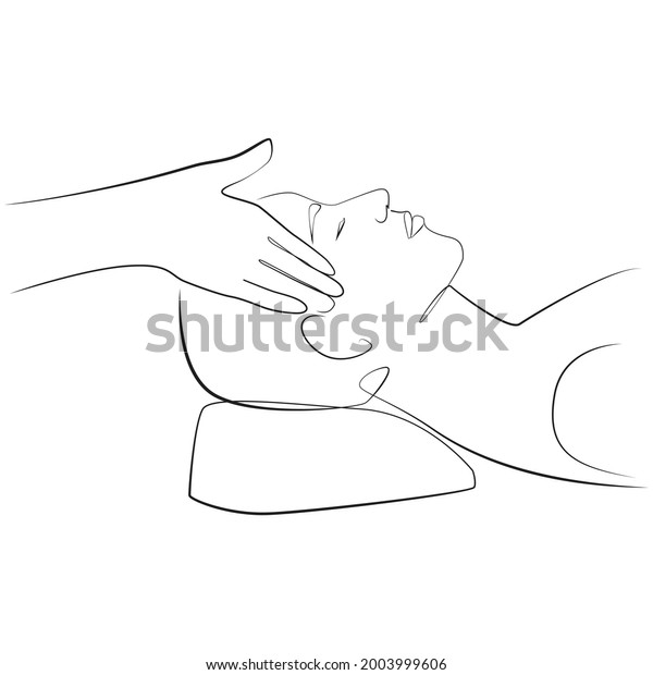 Head Massage Line Art On White Stock Vector Royalty Free 2003999606 Shutterstock