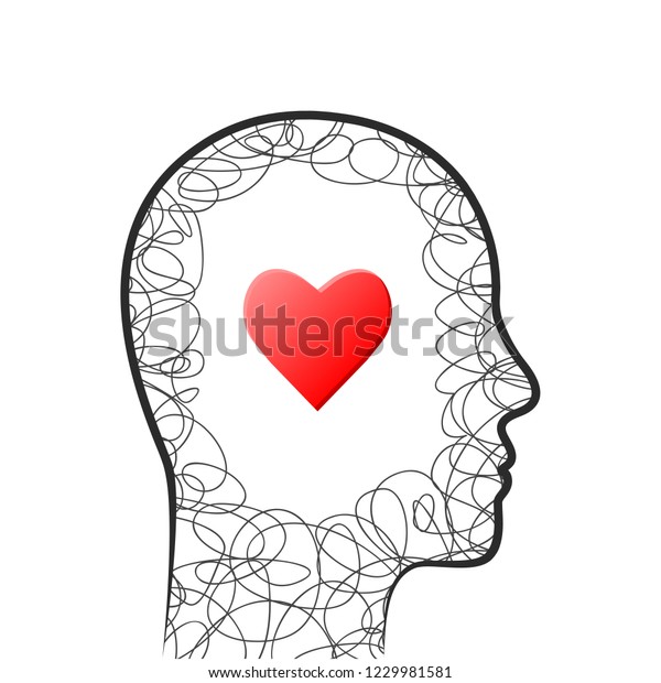 Head Outline Heart Scribble Concept Vector Stock Vector (Royalty Free ...