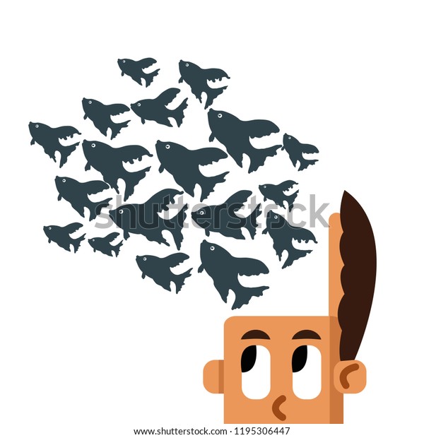 Head Person Open Mind Fish Stock Vector (Royalty Free) 1195306447 ...