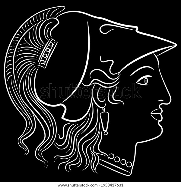 Head Profile Ancient Greek Goddess Athena Stock Vector (Royalty Free ...
