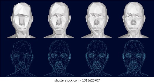 Head Retopology Polygonal Human Head Simple Stock Vector (Royalty Free ...
