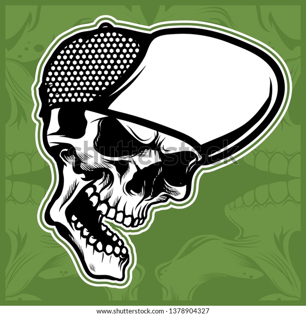 Head Skull Wearing Cap Hand Drawing: เวกเตอร์สต็อก (ปลอดค่าลิขสิทธิ์ ...