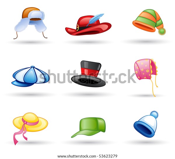 Head Wear Cap Hat Icon Set Stock Vector (Royalty Free) 53623279