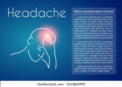 Headache Linear Medical Poster Text Vector: vector de stock (libre de ...