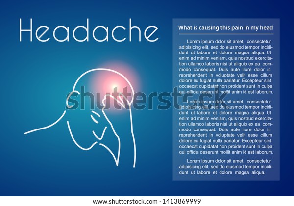 Headache Linear Medical Poster Text Vector Stock Vector (Royalty Free ...