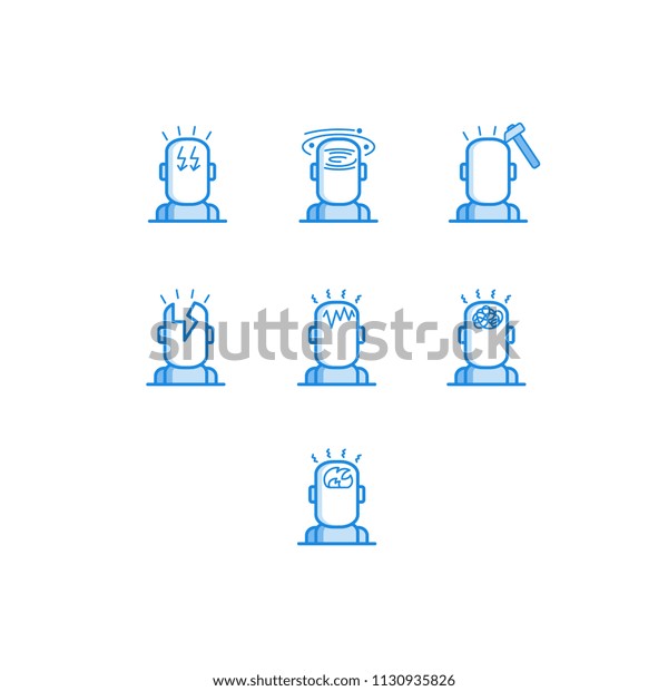 Headache Types Outline Icons Set Various Stock Vector (Royalty Free ...