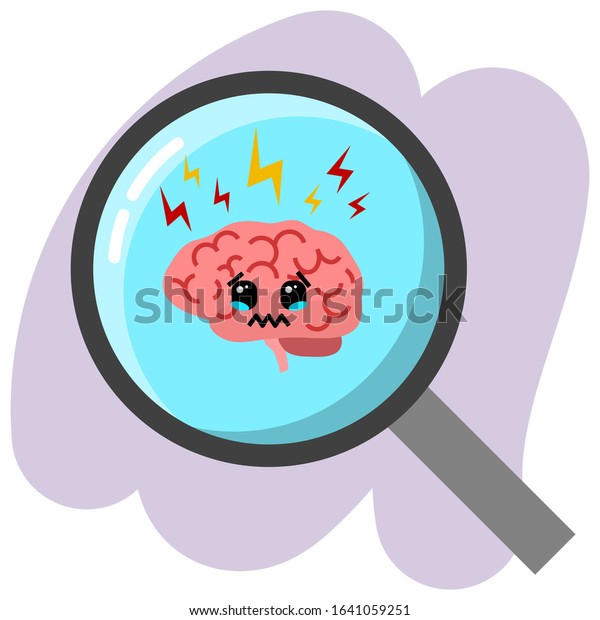 Headache Vector Illustration Unhappy Crying Brain Stock Vector (Royalty ...