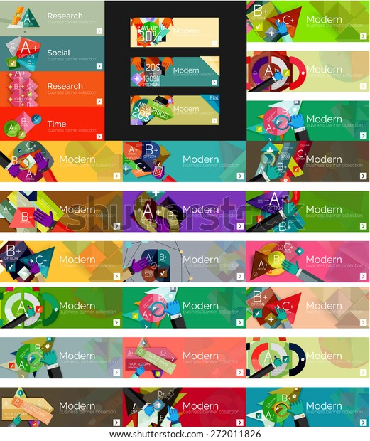 Headers Flat Design Option Infographic Banners Stock Vector (Royalty ...