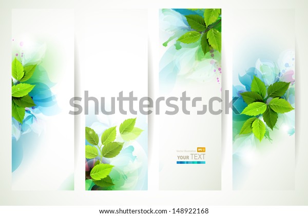 Headers Fresh Green Leaves Stock Vector (Royalty Free) 148922168