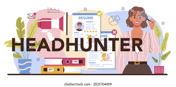 Headhunter Typographic Header Idea Business Recruitment Stock Vector ...