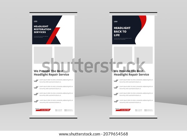 Headlight Restorationy Roll Banner Design Headlight Stock Vector ...