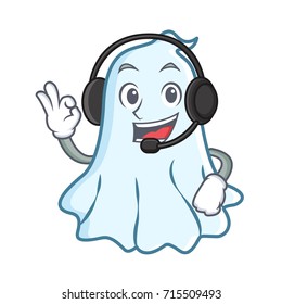 Headphone Cute Ghost Character Cartoon Stock Vector (Royalty Free ...