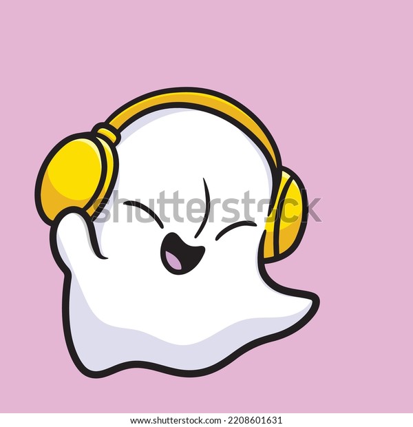 Headphone Ghost Cartoon Mascot Vector Design Stock Vector (Royalty Free ...
