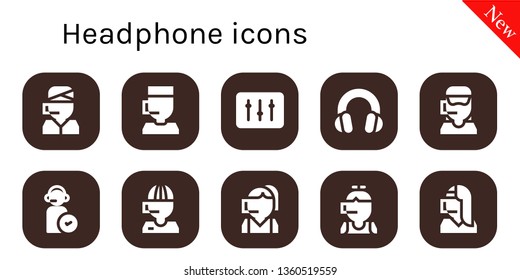 Headphone Icon Set 10 Filled Headphone Stock Vector (Royalty Free ...