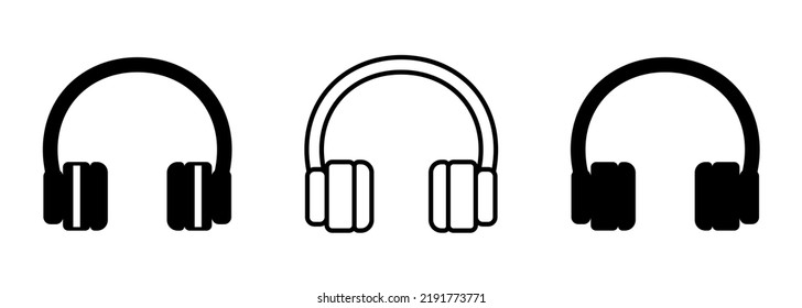 Headphone Icons Set Black Icons Vector Stock Vector (Royalty Free ...