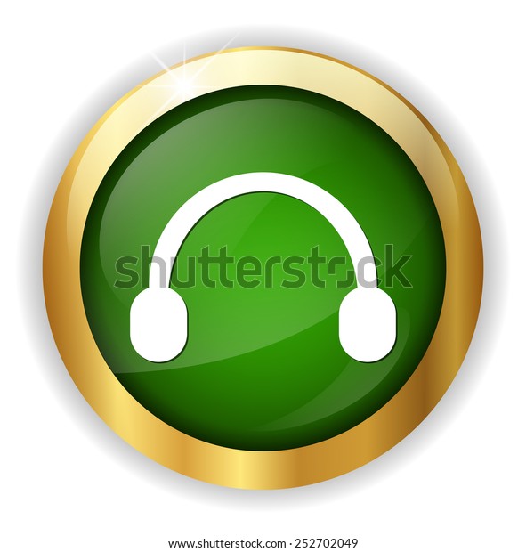 Headphones Button Stock Vector (Royalty Free) 252702049