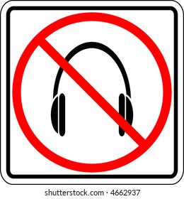 Similar Images, Stock Photos & Vectors of headphones prohibited sign ...