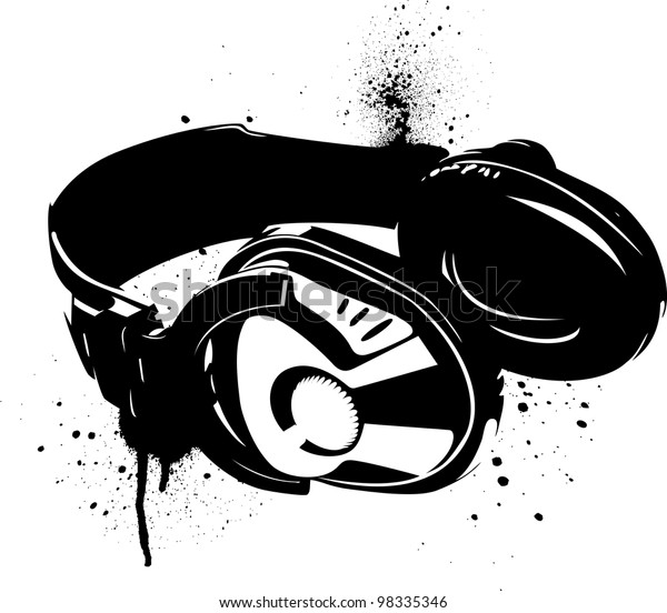 Headphones Stencil Stock Vector (Royalty Free) 98335346 | Shutterstock