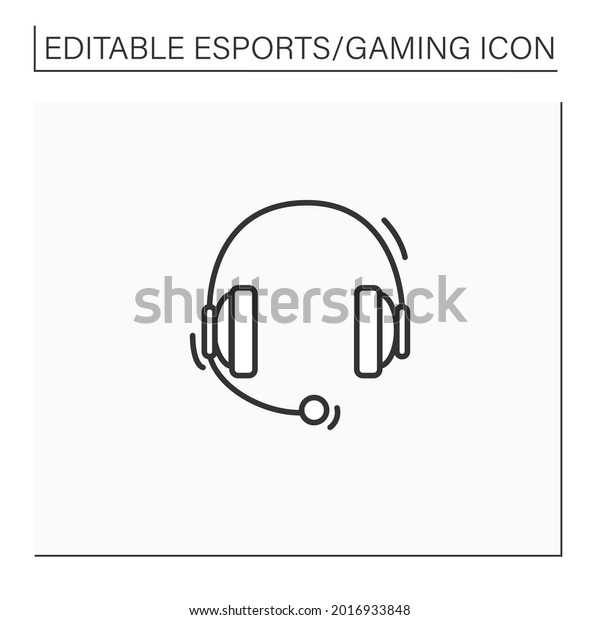 Headset Line Icon Headphones Microphone Technical Stock Vector (Royalty ...
