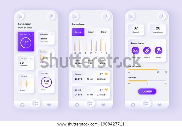 Health Activity Tracking Unique Neomorphic Design Stock Vector (Royalty ...