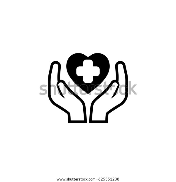 Health Care Center Icon. Flat Design. Isolated Illustration. Two hands ... Health Care Center Icon. Flat Design. Isolated Illustration. Two hands ...