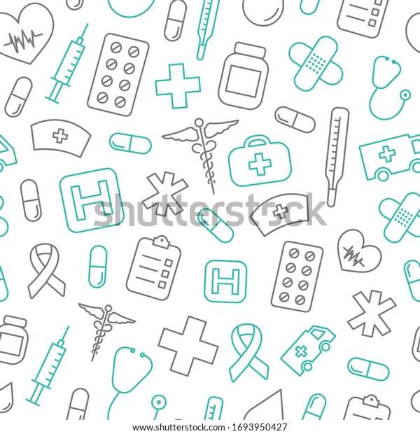 Health Care Line Seamless Pattern Background Stock Vector (Royalty Free ...