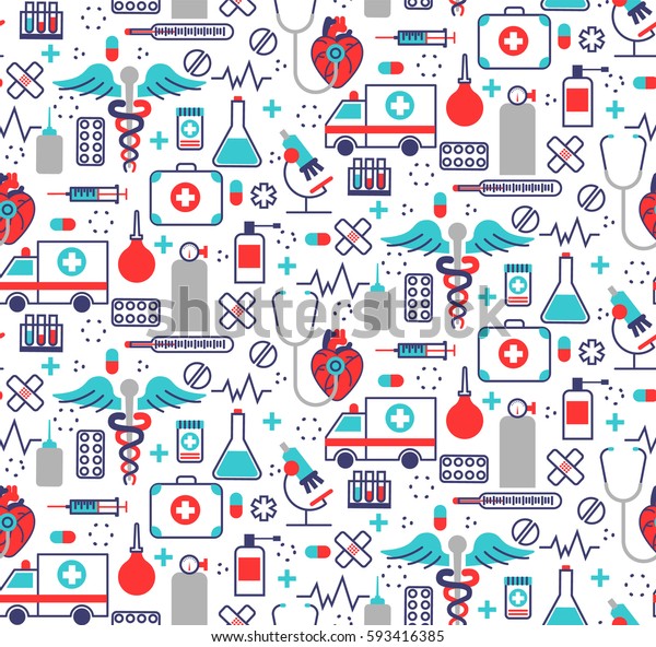 Health Care Seamless Pattern Modern Flat Stock Vector (Royalty Free ...