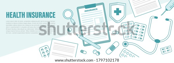 Health Insurance Concept Element Object Healthcare Stock Vector ...