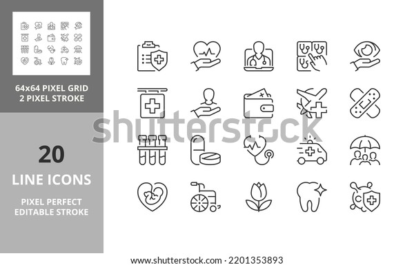 Health Insurance Coverage Thin Line Icon Stock Vector (Royalty Free ...