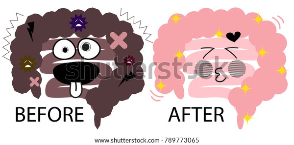 Health Intestine Cute Funny Smiling Healthy Stock Vector Royalty Free