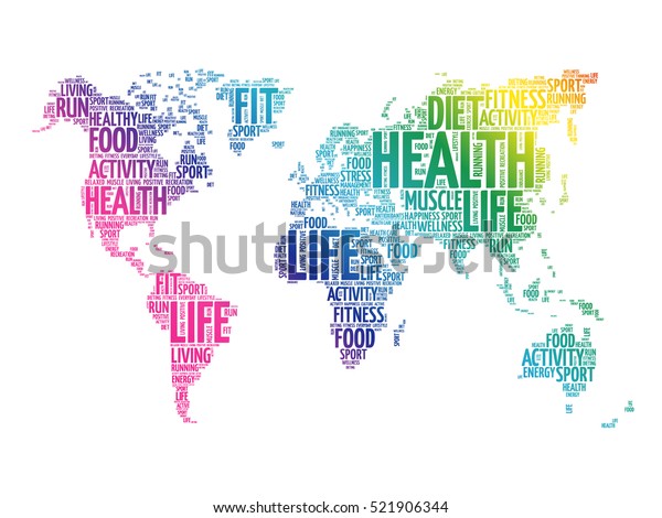 Health Life World Map Typography Sport Stock Vector (Royalty Free ...