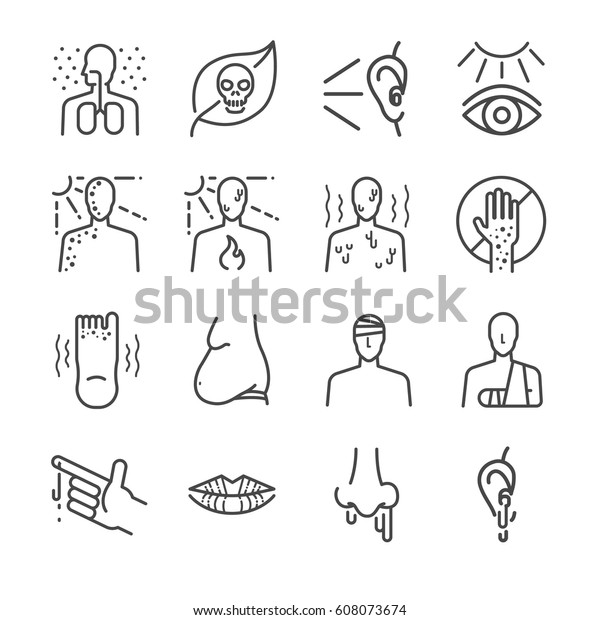 Health Problem Disease Line Icon Set Stock Vector (Royalty Free) 608073674