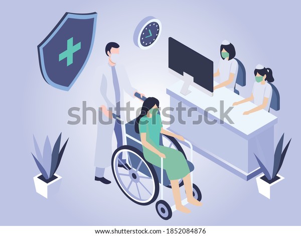 Health Vector Concept Doctor Push Patient Stock Vector (Royalty Free ...