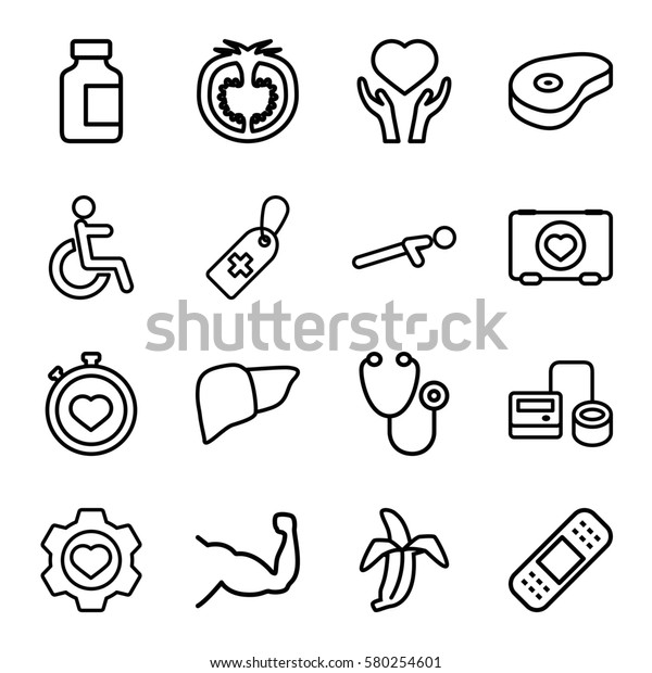 Health Vector Icons Set 16 Health Stock Vector (Royalty Free) 580254601 ...