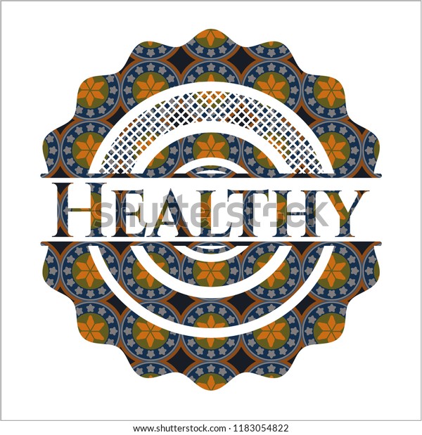 Healthy Arabic Style Emblem Arabesque Decoration Stock Vector (Royalty ...