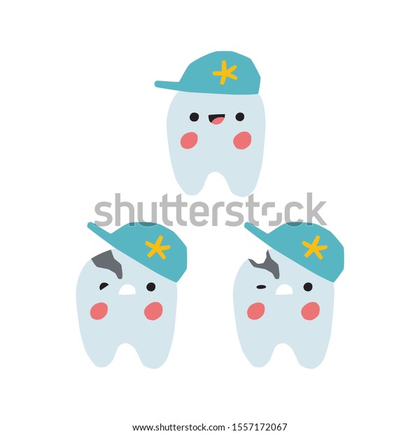 Healthy Bad Teeth Colorful Vector Illustrations Stock Vector (Royalty ...