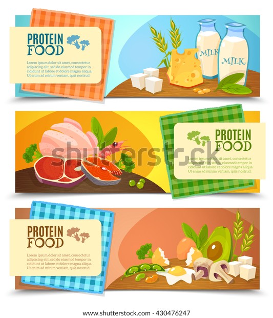 Healthy Diet 3 Horizontal Flat Banners Stock Vector (Royalty Free ...