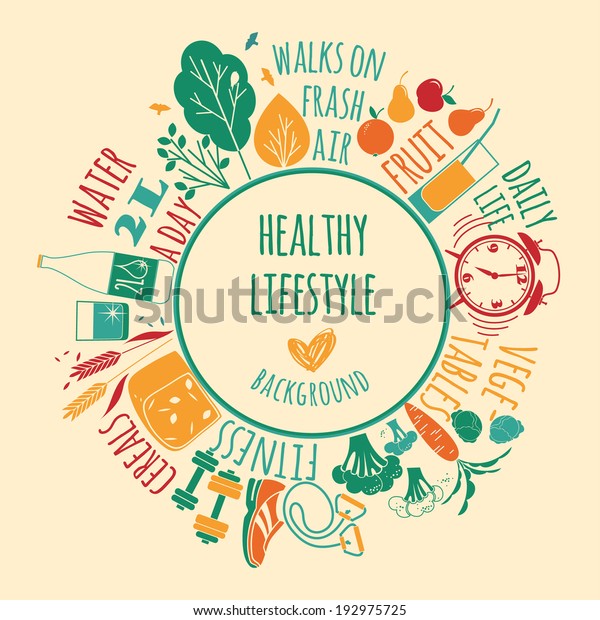 Healthy Lifestyle Background Stock Vector (Royalty Free) 192975725 ...