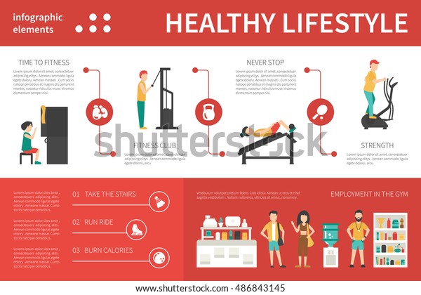 Healthy Lifestyle Infographic Flat Vector Illustration Stock Vector ...