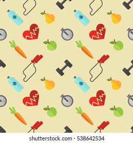 Healthy Lifestyle Seamless Pattern Vector Wellness Stock Vector ...