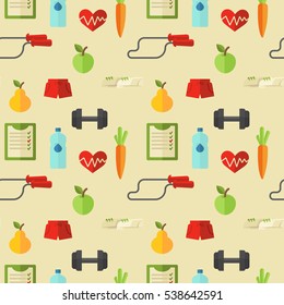 Healthy Lifestyle Seamless Pattern Vector Wellness Stock Vector ...