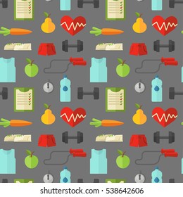 Healthy Lifestyle Seamless Pattern Vector Wellness Stock Vector ...