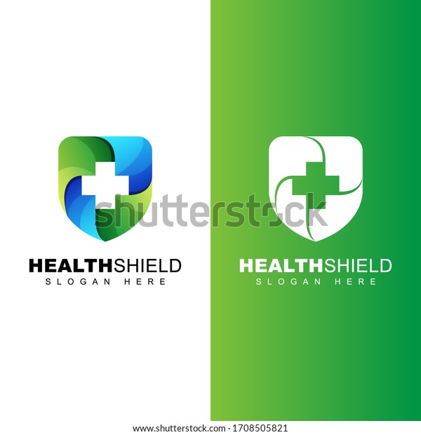 healthy shield logo, safe your health gradient logo vector template