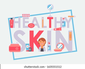 Healthy Skin Typography Poster Vector Illustration Stock Vector ...