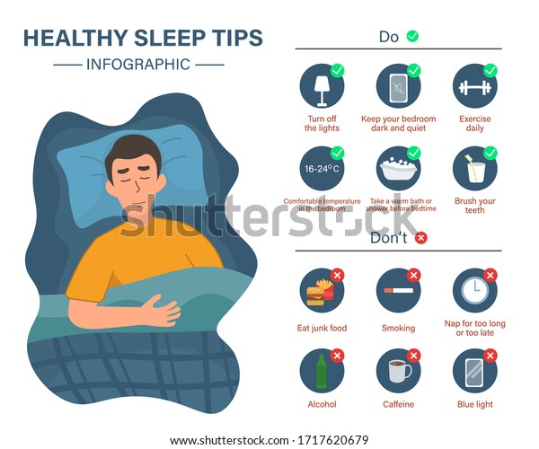 Healthy Sleep Tips Infographic Template: เวกเตอร์สต็อก (ปลอดค่า ...