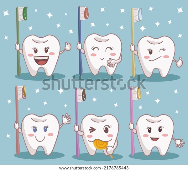 Healthy Teeth Cartoon Vector Illustration Holding Stock Vector (Royalty ...