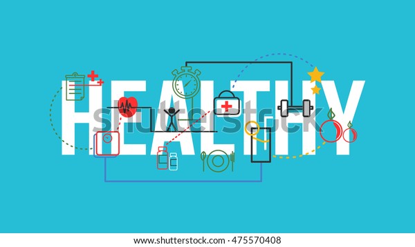 Healthy Typography Design Concept Stock Vector (Royalty Free) 475570408
